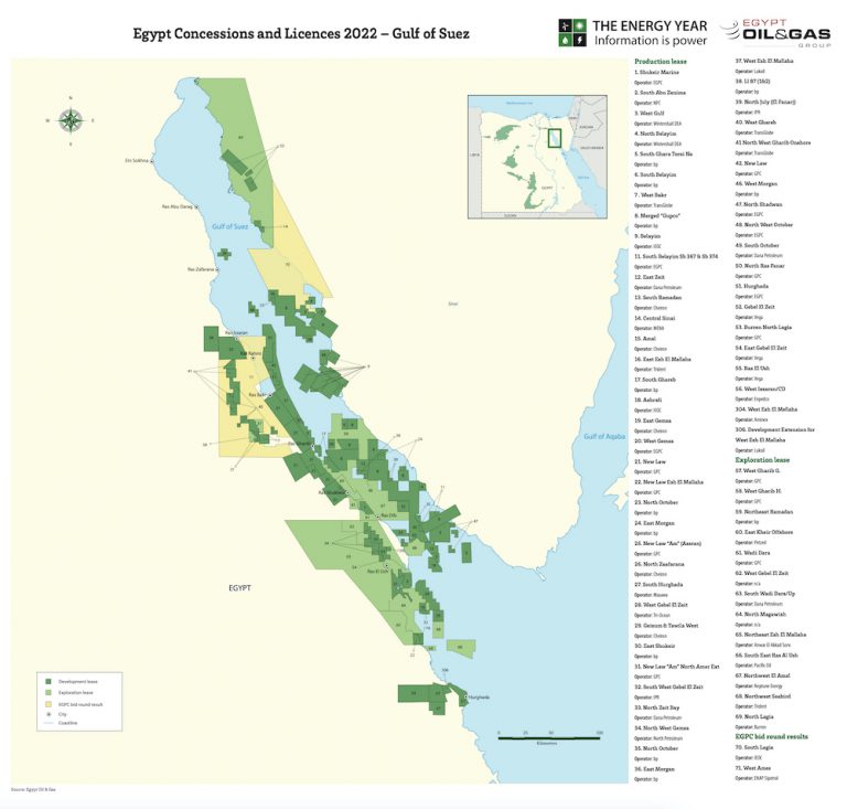 Egypt Concessions and Licences Map 2022 - The Energy Year