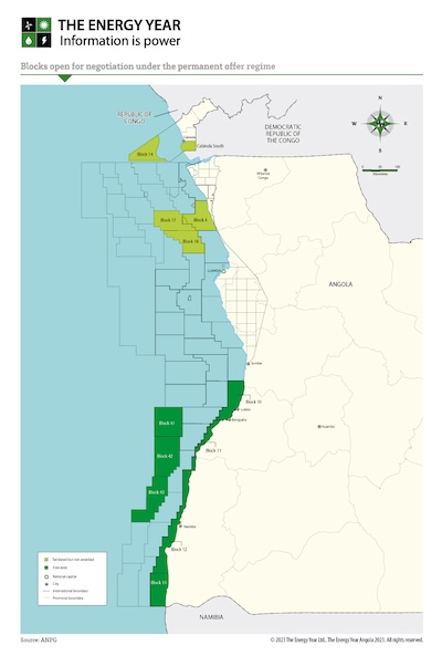 Angola Licence Areas Map 2023 - The Energy Year