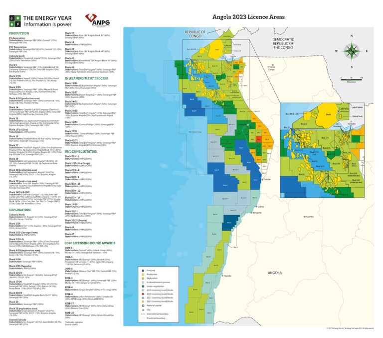 Angola Licence Areas Map 2023 - The Energy Year