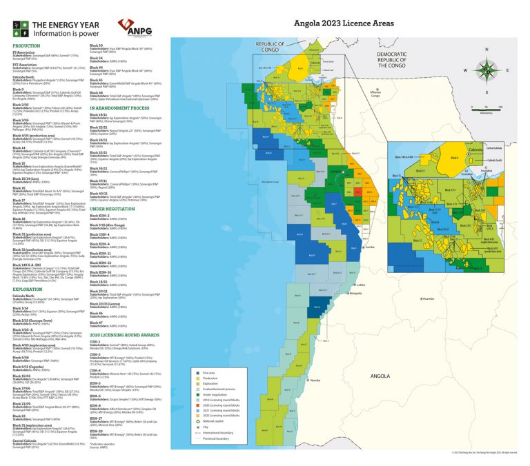 Angola Licence Areas Map 2023 - The Energy Year