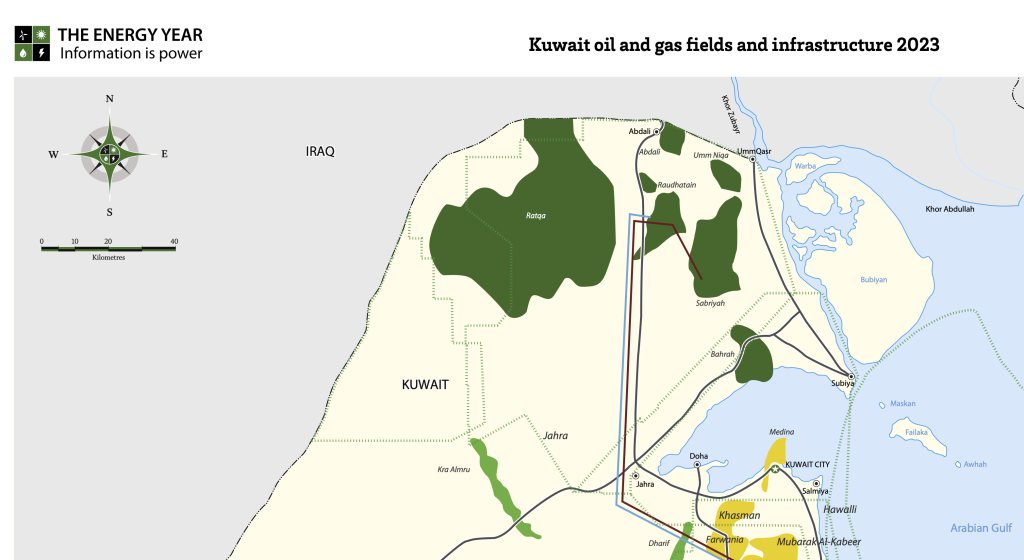 Kuwait oil and gasfields and selected infrastructure Map 2024 - The ...